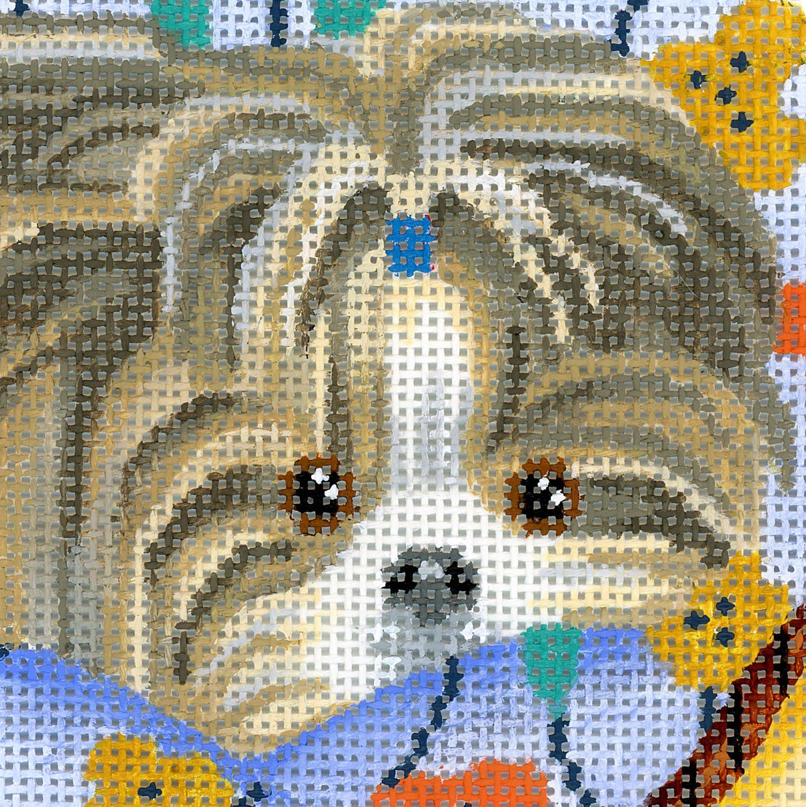Dog Needlepoint Canvas/hand Painted Needlepoint Canvas/shih-tzu on a ...