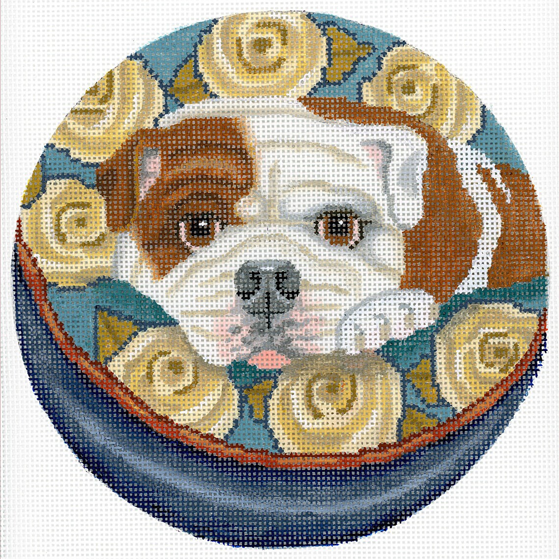 Dog Needlepoint Canvas/hand Painted Needlepoint Canvas/bulldog - Etsy
