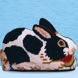 Hand Painted Needlepoint Baby Bunny Canvas Front/black and White ...