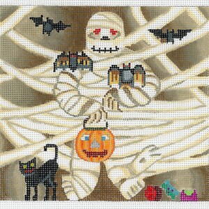 Hand Painted Needlepoint Canvas Halloween - Mummy Roll Up - Etsy
