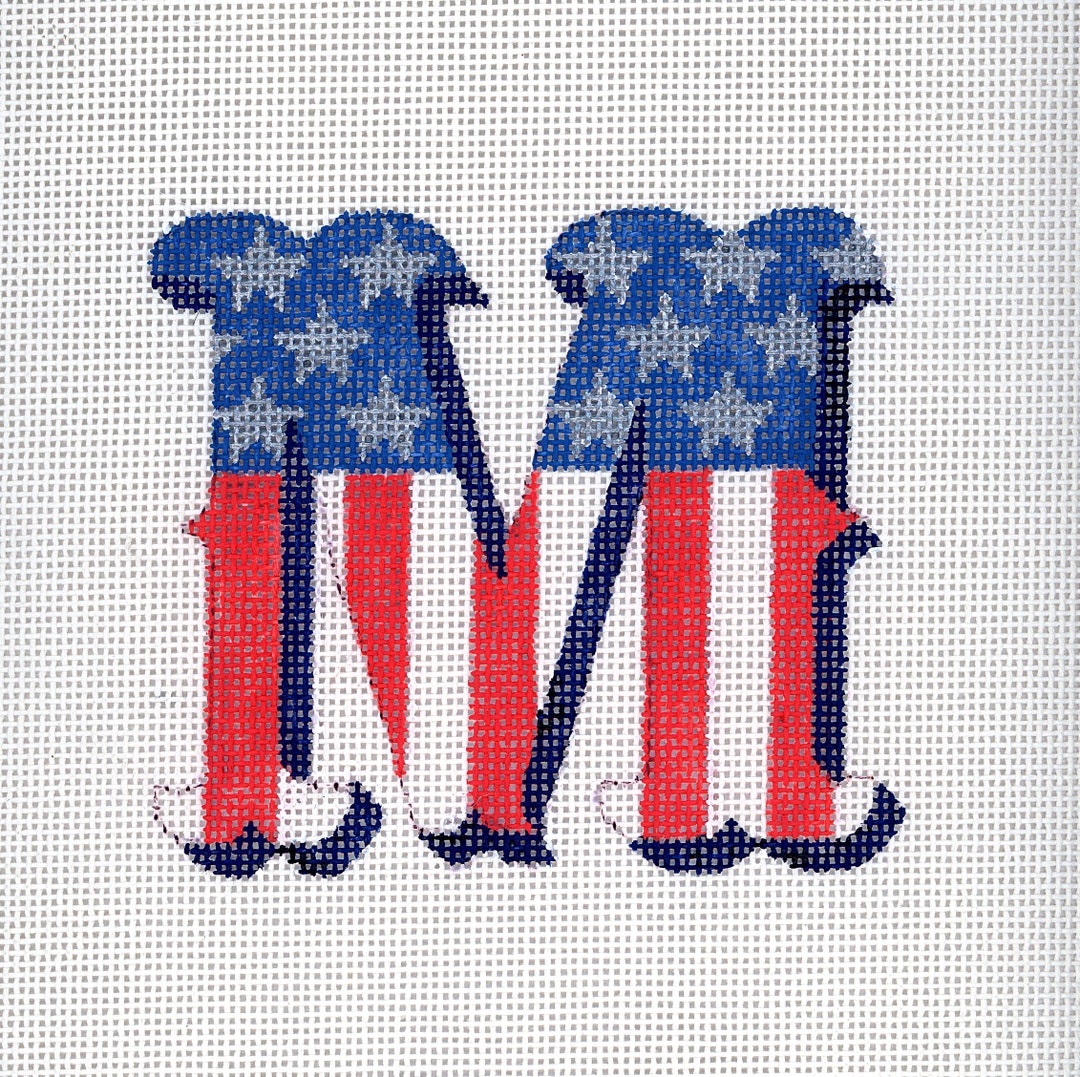 Needlepoint Monogram M in American Flag Colors / Patriotic Needlepoint ...