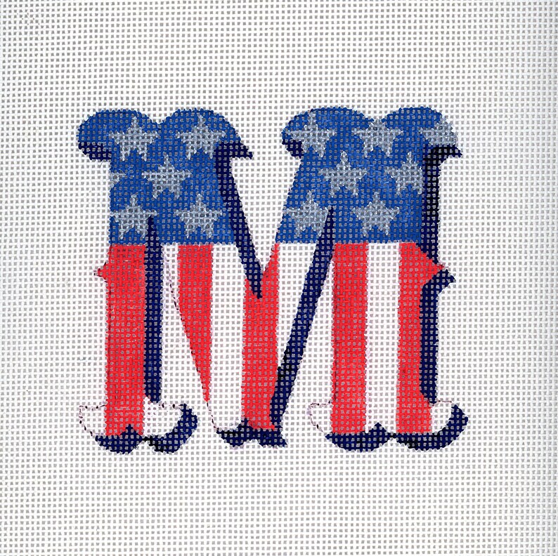 Needlepoint Monogram M in American Flag Colors / Patriotic Needlepoint ...