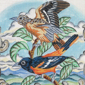 NEEDLEPOINT SALE/ Hand Painted Needlepoint Bird Canvas /baltimore ...