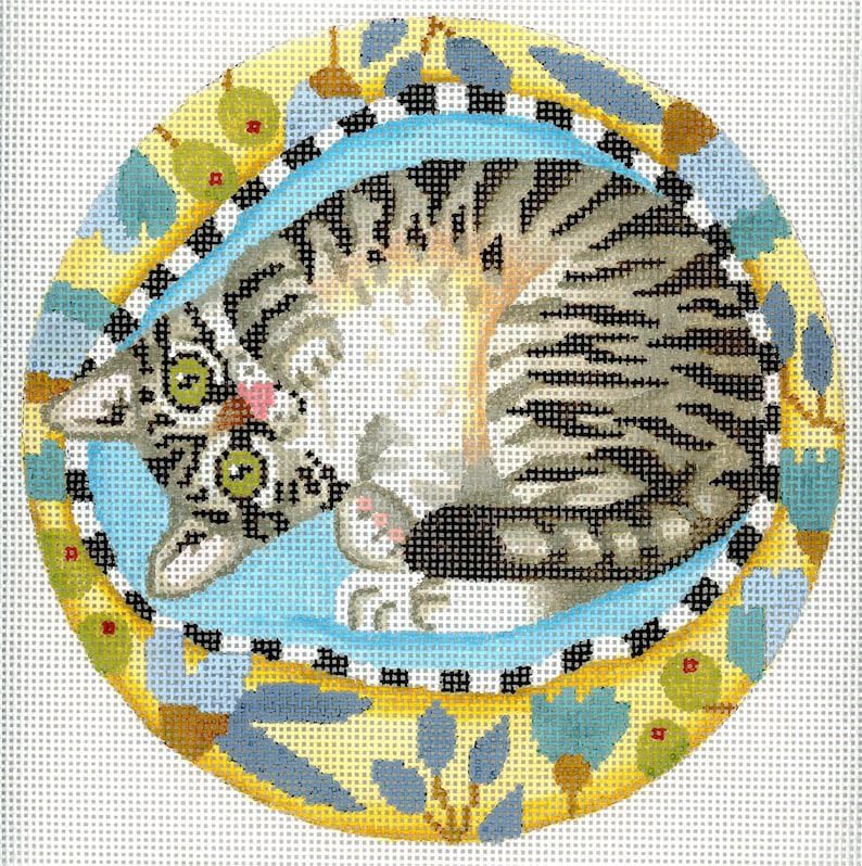 Cat Needlepoint Canvas/hand Painted Needlepoint Canvas/black | Etsy