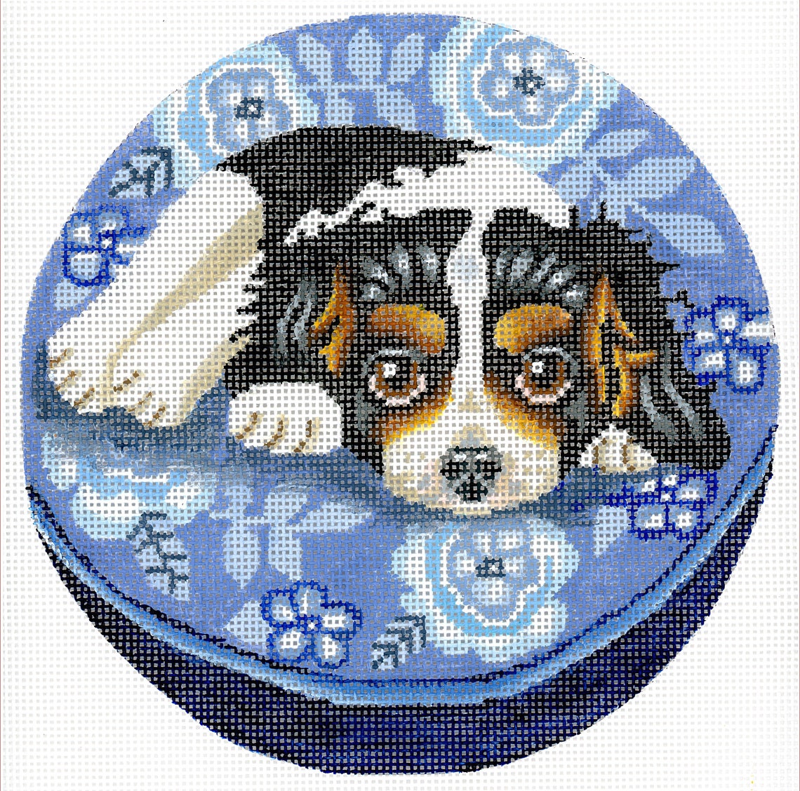 Dog Needlepoint Canvas/hand Painted Needlepoint Canvas/tri - Etsy