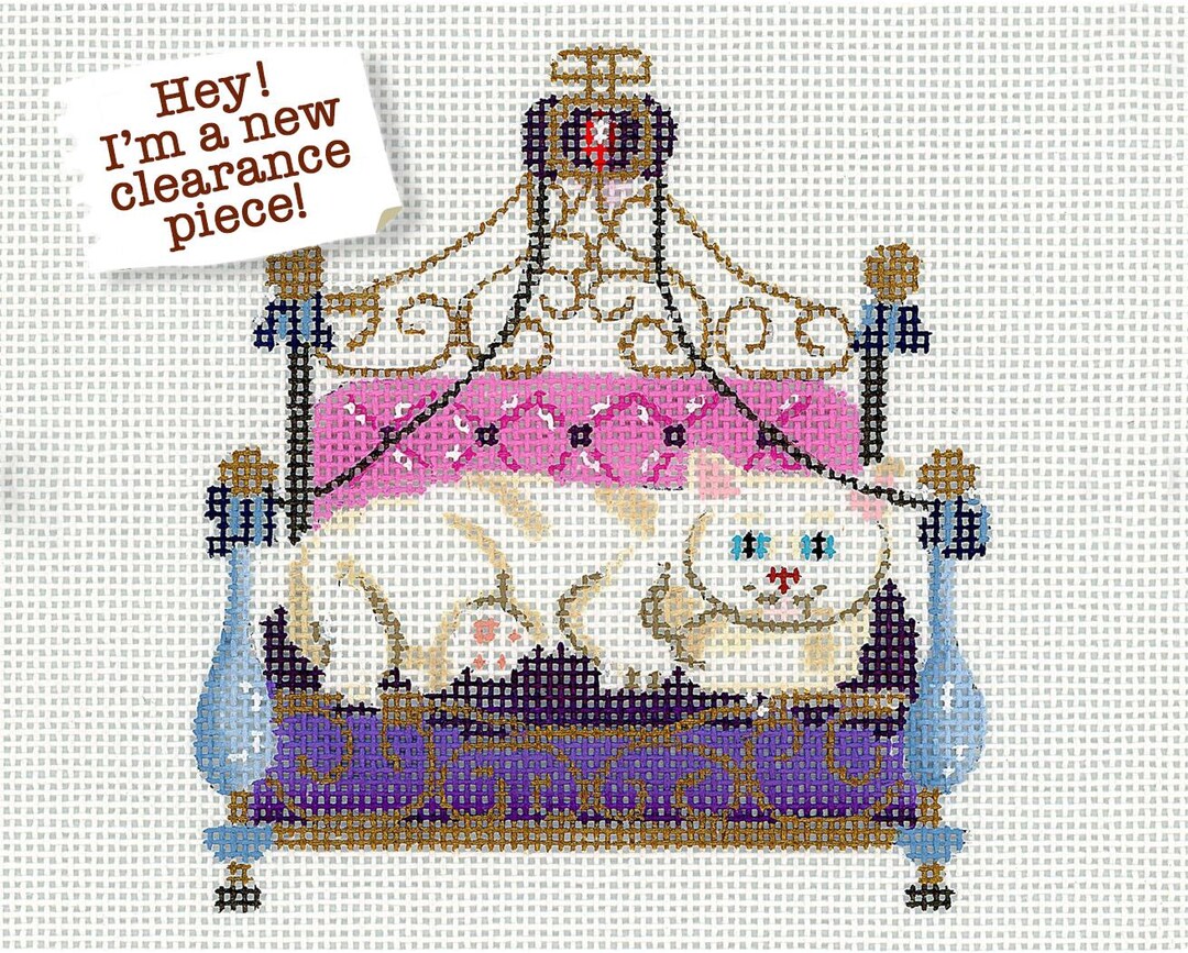 NEEDLEPOINT Sale/cat Needlepoint/ Hand Painted Needlepoint/white Cat ...
