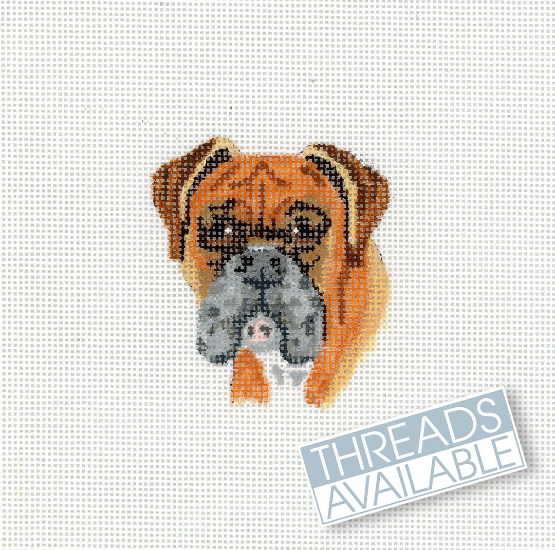 Boxer Dog Needlepoint Canvas/hand Painted Dog Needlepoint Canvas/tiny ...