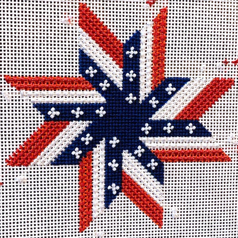 Needlepoint American Flag Pinwheel / Patriotic Needlepoint / Red, White ...