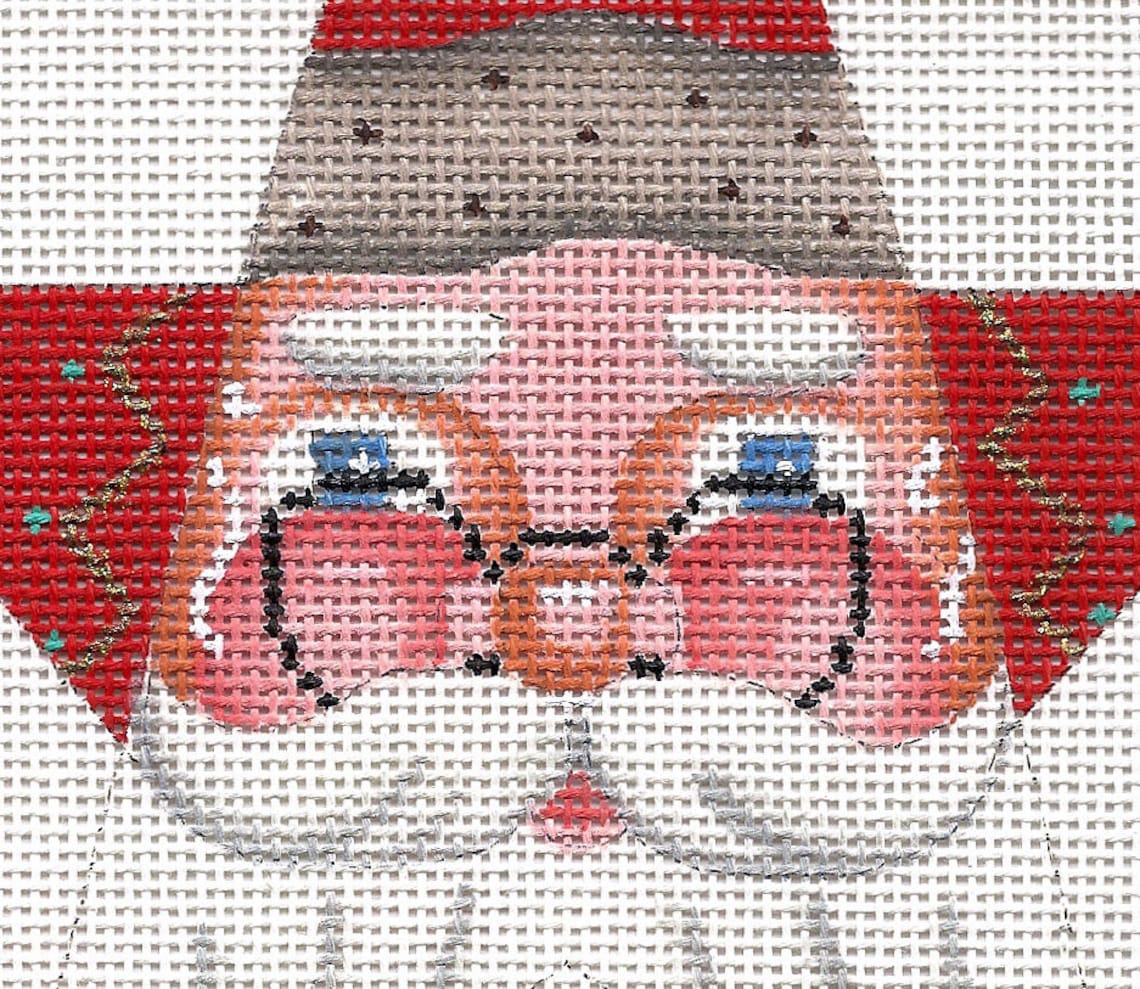 Santa Needlepoint / Hand Painted Santa Canvas / Red / Star | Etsy