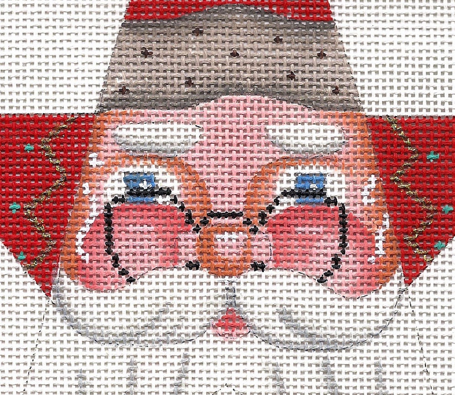 Santa Needlepoint / Hand Painted Santa Canvas / Red / Star | Etsy