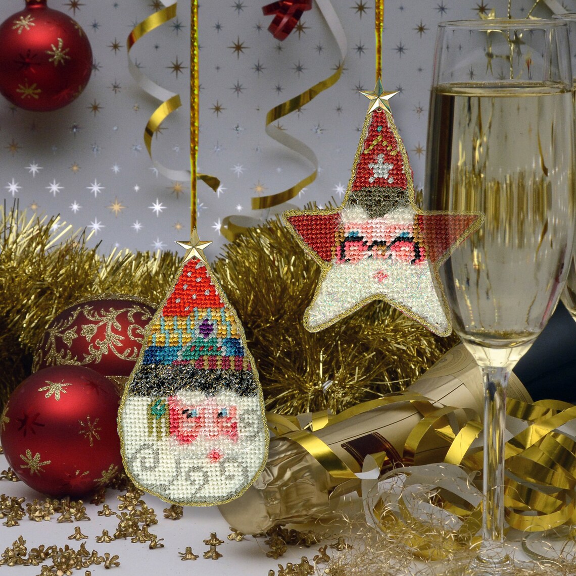 Hand Painted 13 Mesh Needlepoint Santa Ornament Wizard Santa - Etsy