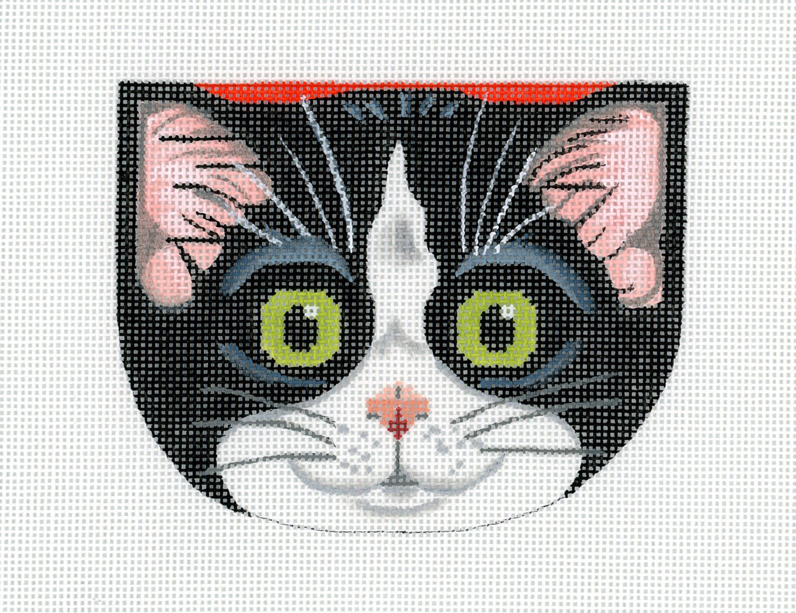 Needlepoint Handpainted Cat Canvas Tuxedo Kitty Face Purse | Etsy