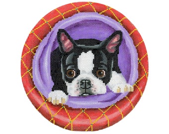 Dog Needlepoint Canvas/hand Painted Needlepoint Canvas/bulldog on a Dog ...