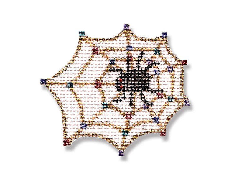 Hand Painted Halloween Canvas Needlepoint - Spider Web - Etsy