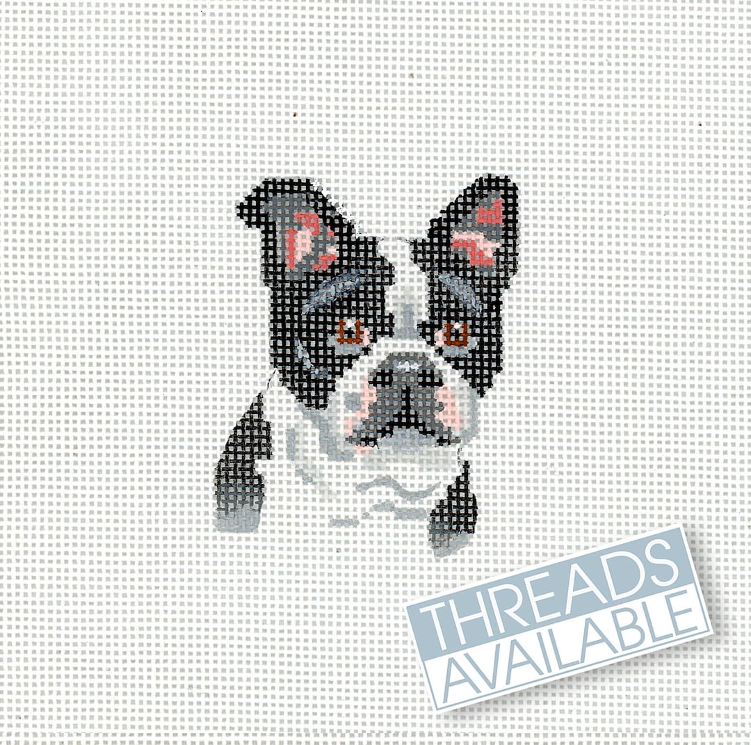 Boston Terrier Needlepoint Canvas/hand Painted Needlepoint Canvas/tiny ...