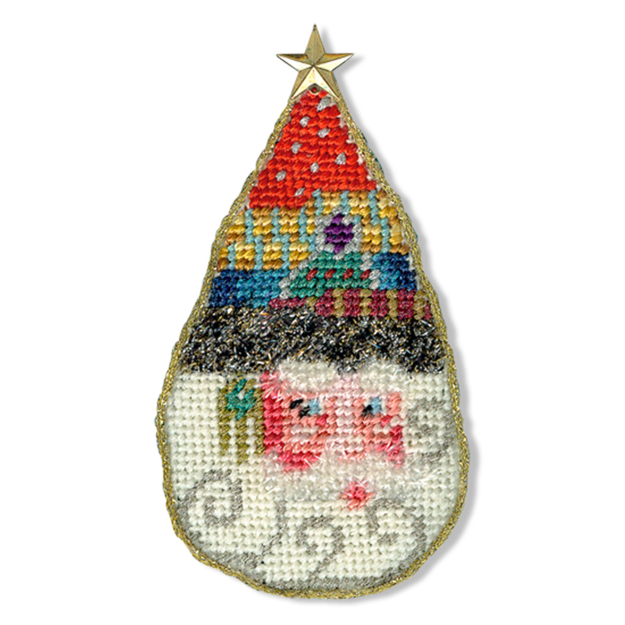 Hand Painted 13 mesh Needlepoint Santa Ornament Wizard Santa | Etsy