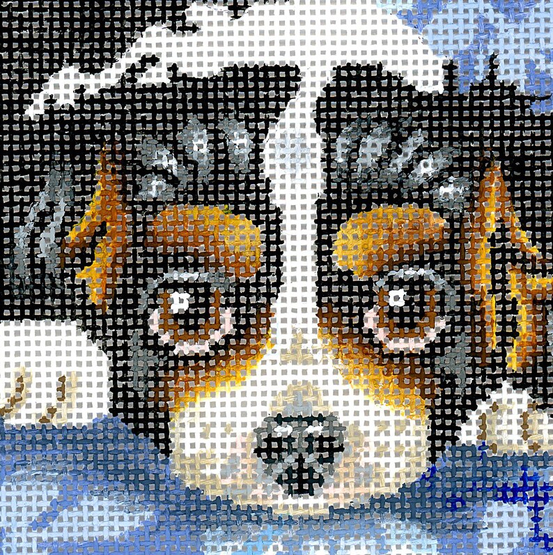 Dog Needlepoint Canvas/hand Painted Needlepoint Canvas/tri | Etsy