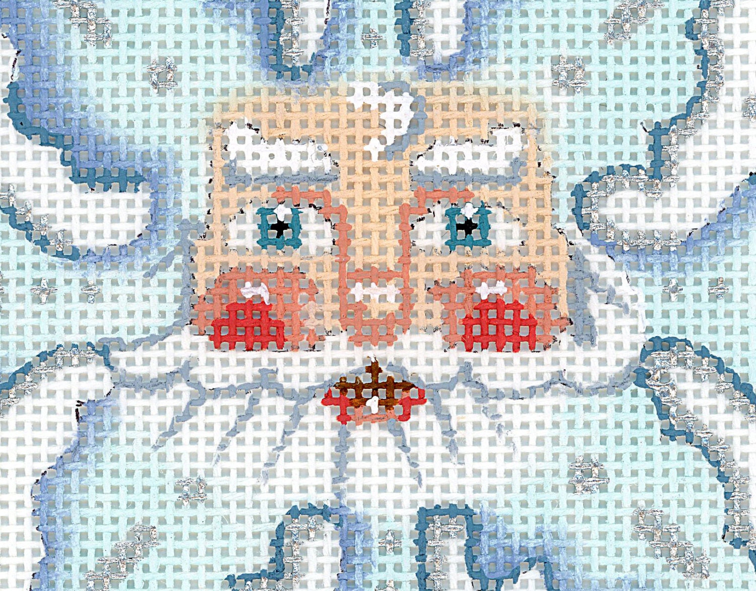 Needlepoint Santa / Hand Painted Santa Canvas / Blue and White | Etsy