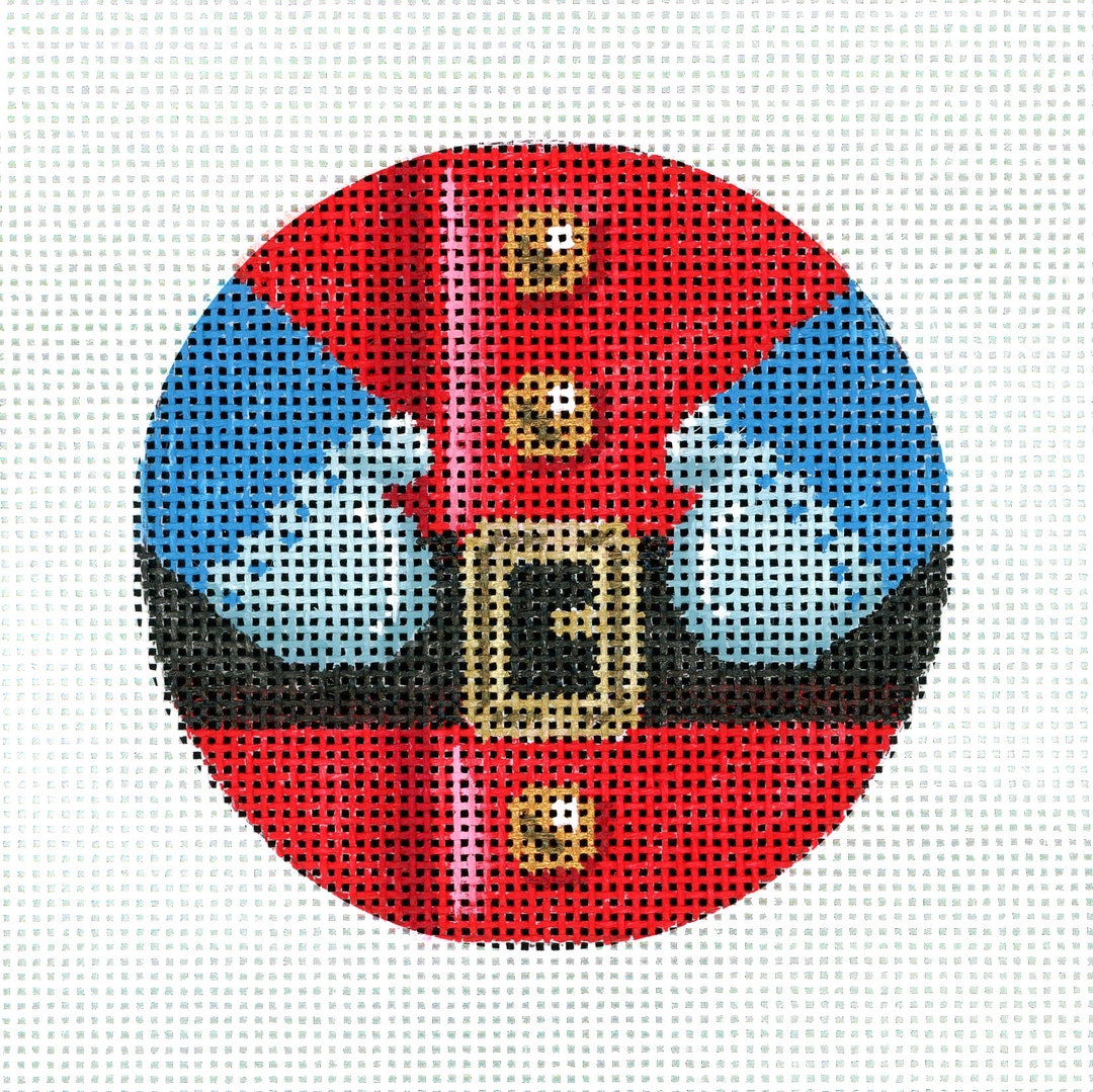 Santa Needlepoint Ornament / Hand Painted Santa Canvas / Santa’s Buckle ...