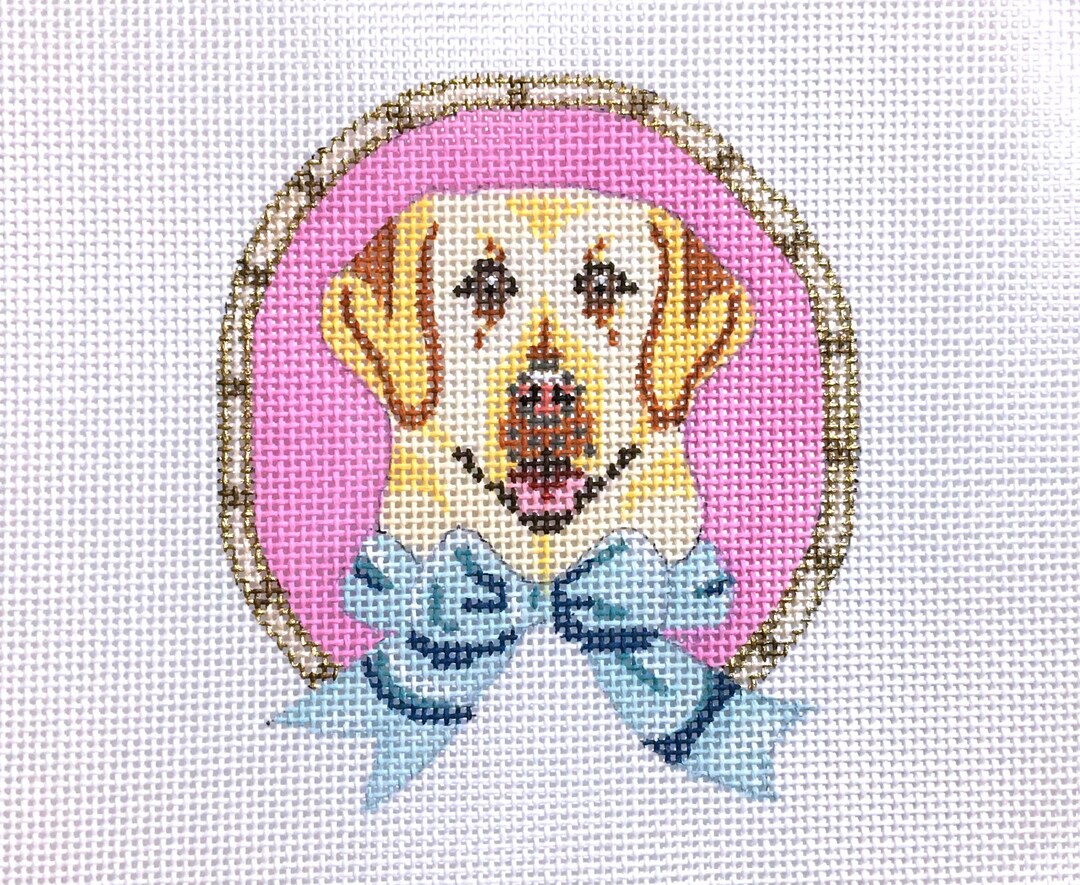 Needlepoint Dog Canvas - Small Yellow Labrador Vignette - Etsy