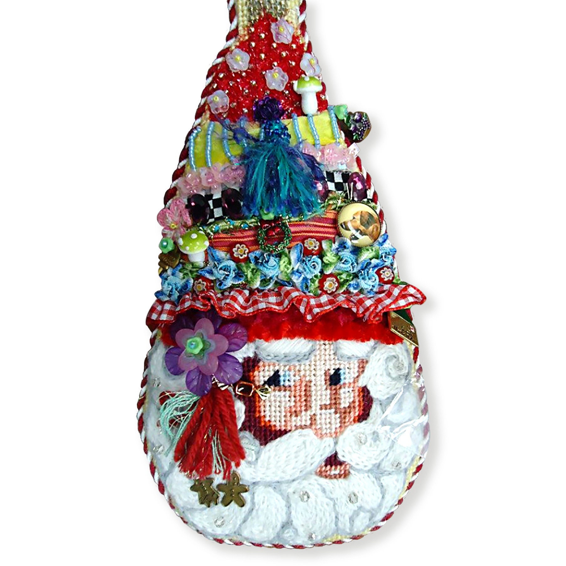 Hand Painted 13 mesh Needlepoint Santa Ornament Wizard Santa | Etsy