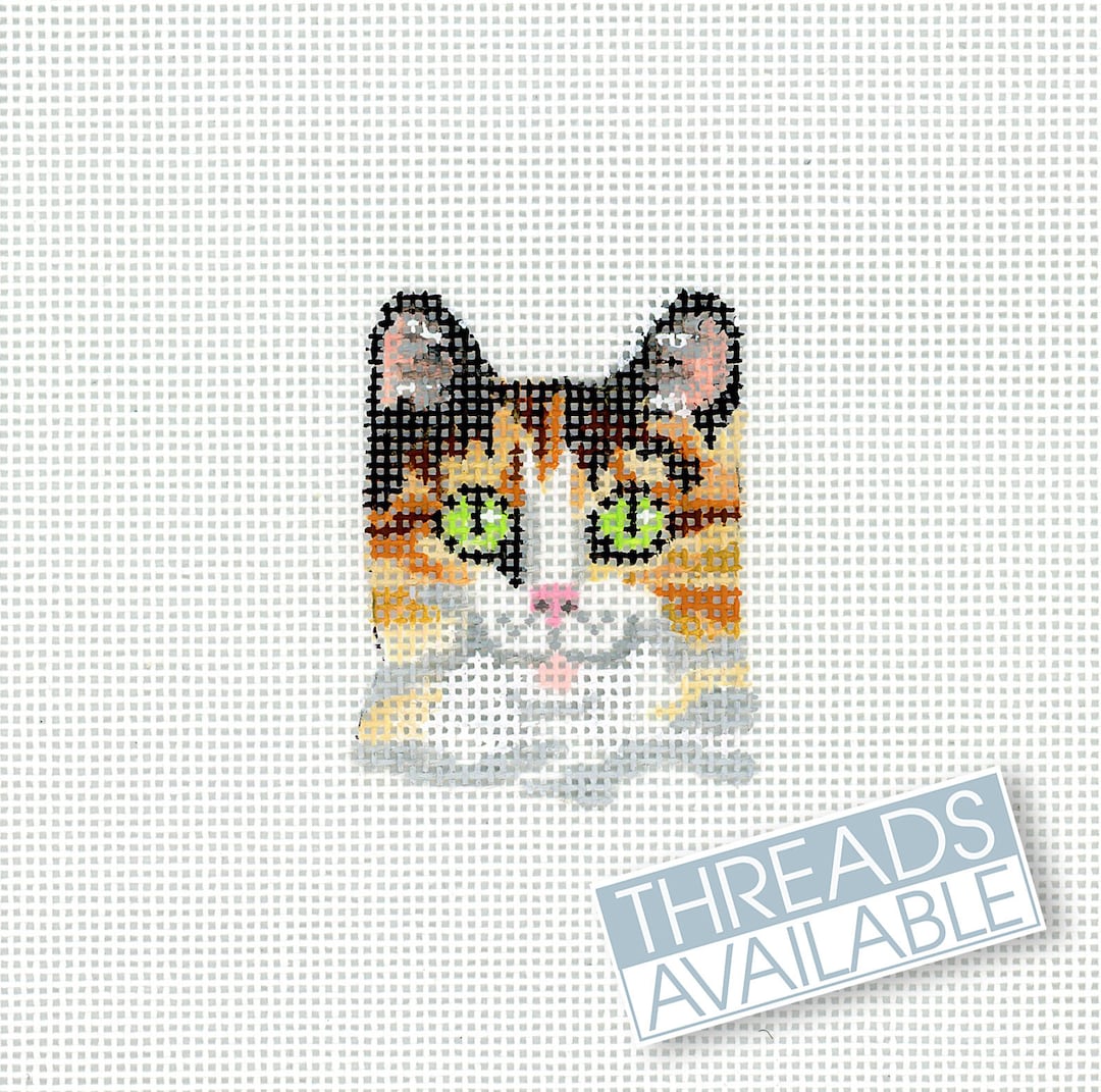 Calico Cat Needlepoint Canvas/hand Painted Needlepoint Canvas/tiny Cat ...