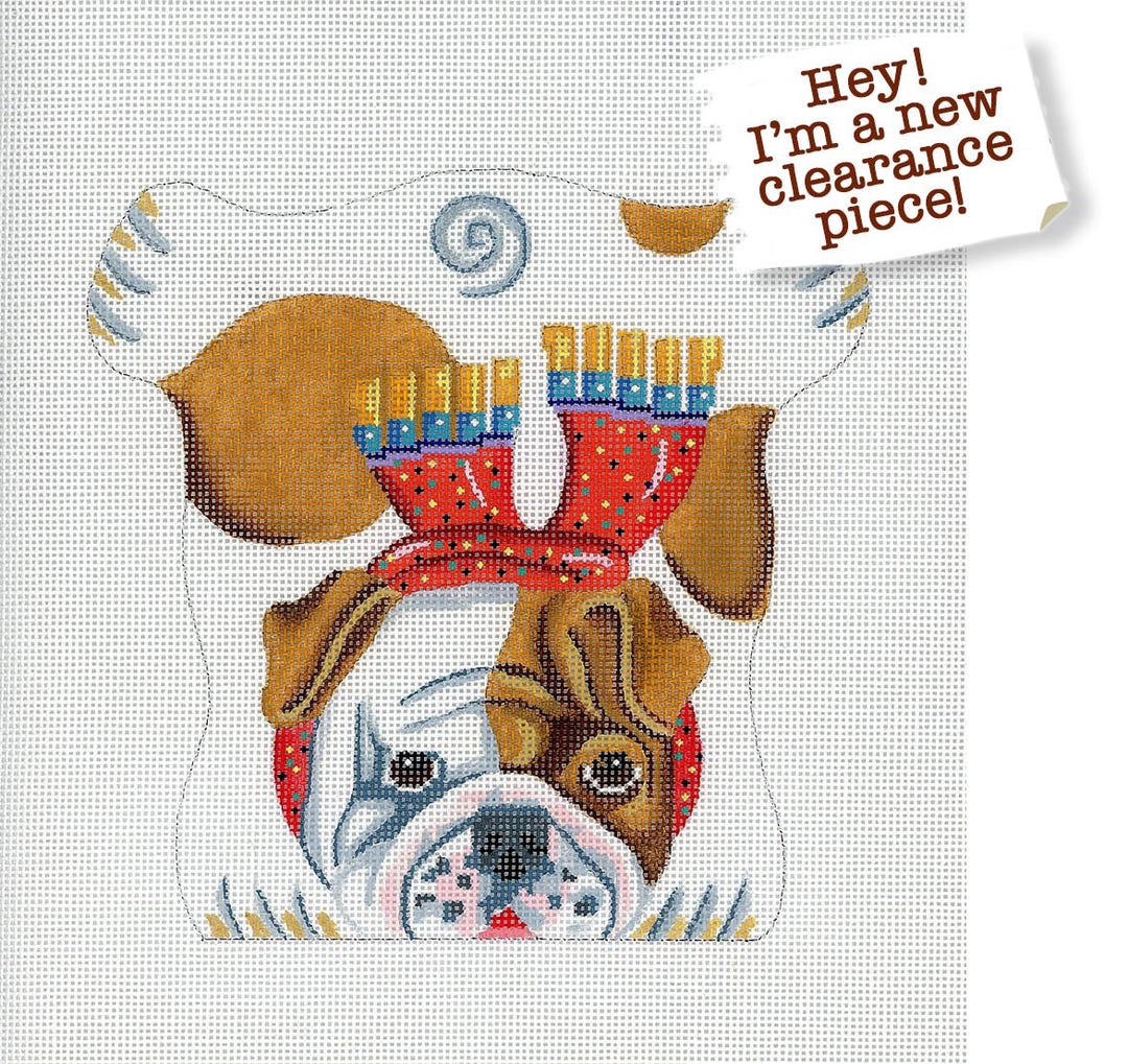 NEEDLEPOINT SALE / Bulldog Needlepoint/ Needlepoint Beanbag / Hand ...
