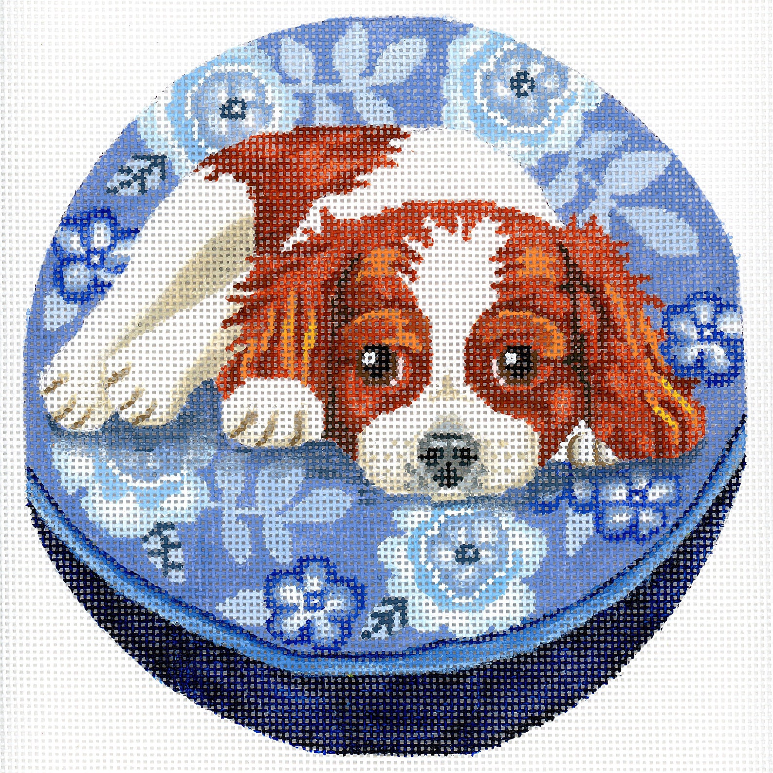 Dog Needlepoint Canvas/hand Painted Needlepoint Canvas/red and - Etsy