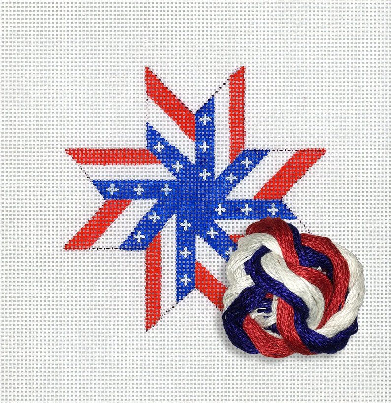 Needlepoint American Flag Pinwheel / Patriotic Needlepoint / Red, White ...