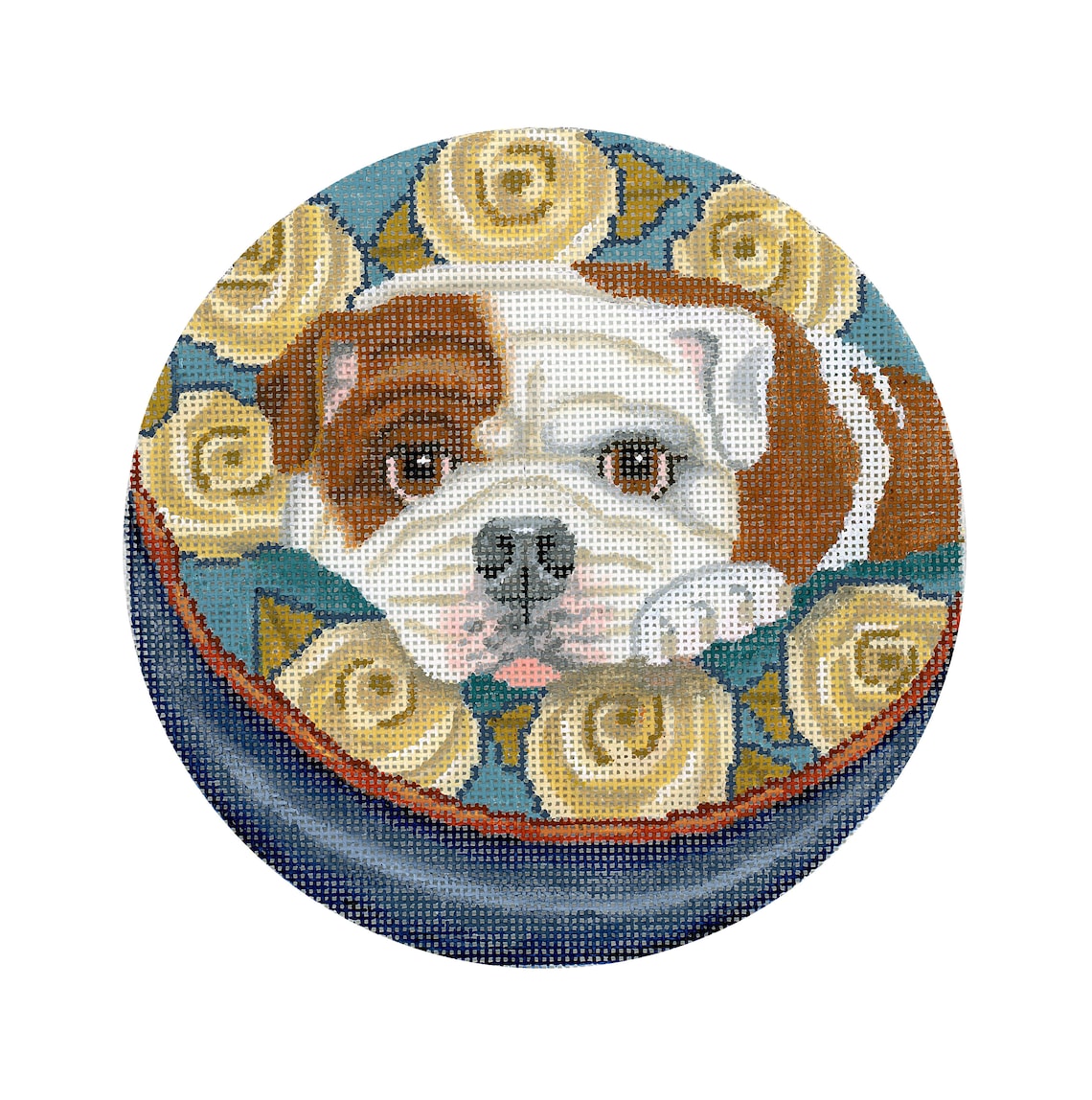 Dog Needlepoint Canvas/hand Painted Needlepoint Canvas/bulldog - Etsy