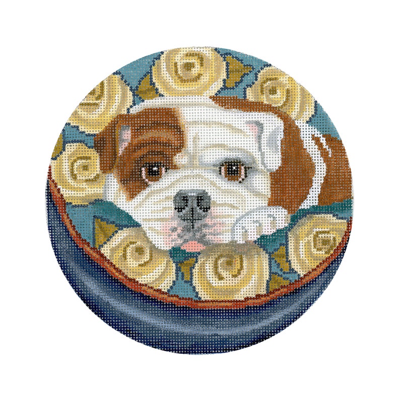 Dog Needlepoint Canvas/hand Painted Needlepoint Canvas/bulldog - Etsy