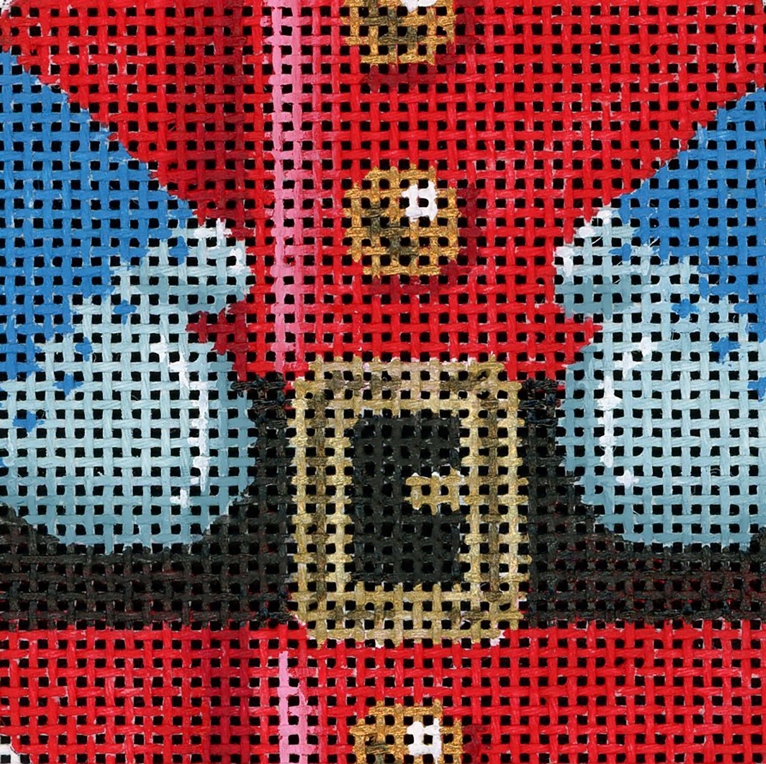 Santa Needlepoint Ornament / Hand Painted Santa Canvas / | Etsy