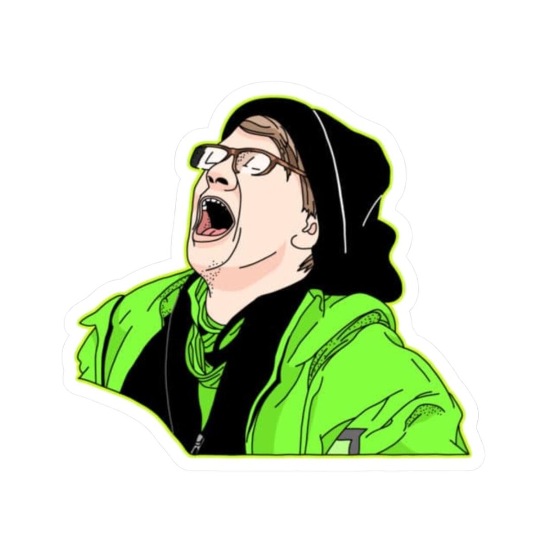 Yelling Person Illustration Kiss-cut Sticker | Neon Green Jacket - Etsy