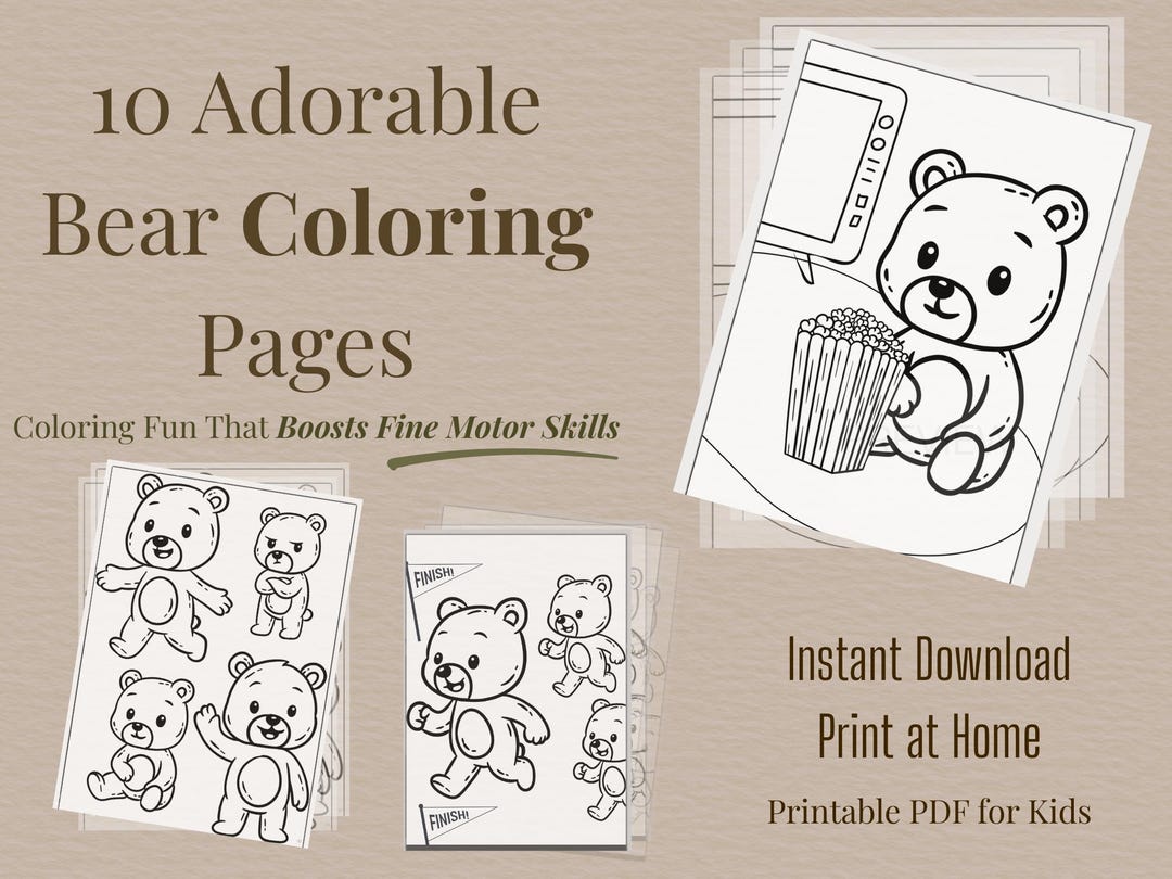 Teddy Bear Coloring Pages | Printable PDF for Kids Activity - Etsy