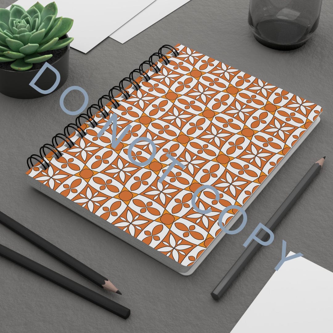 Terracotta Tile Pattern Spiral Bound Journal | Geometric Floral ...