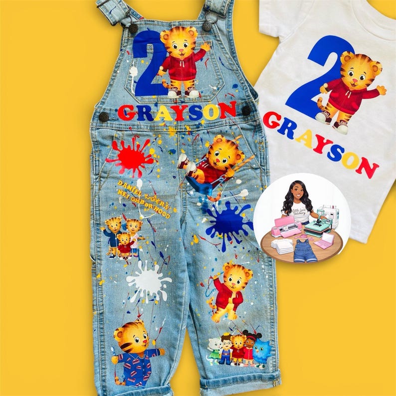 Tiger Inspired Custom Personalized Character Denim Overalls Birthday ...