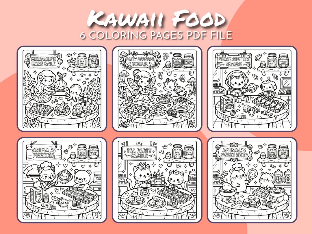 Printable Cute Drawings Kawaii Foods, Cozy Coloring Book for Adults ...