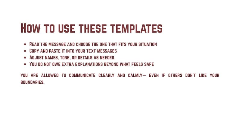 Calm Text Message Templates. Boundary Setting Scripts. Copy & Paste ...