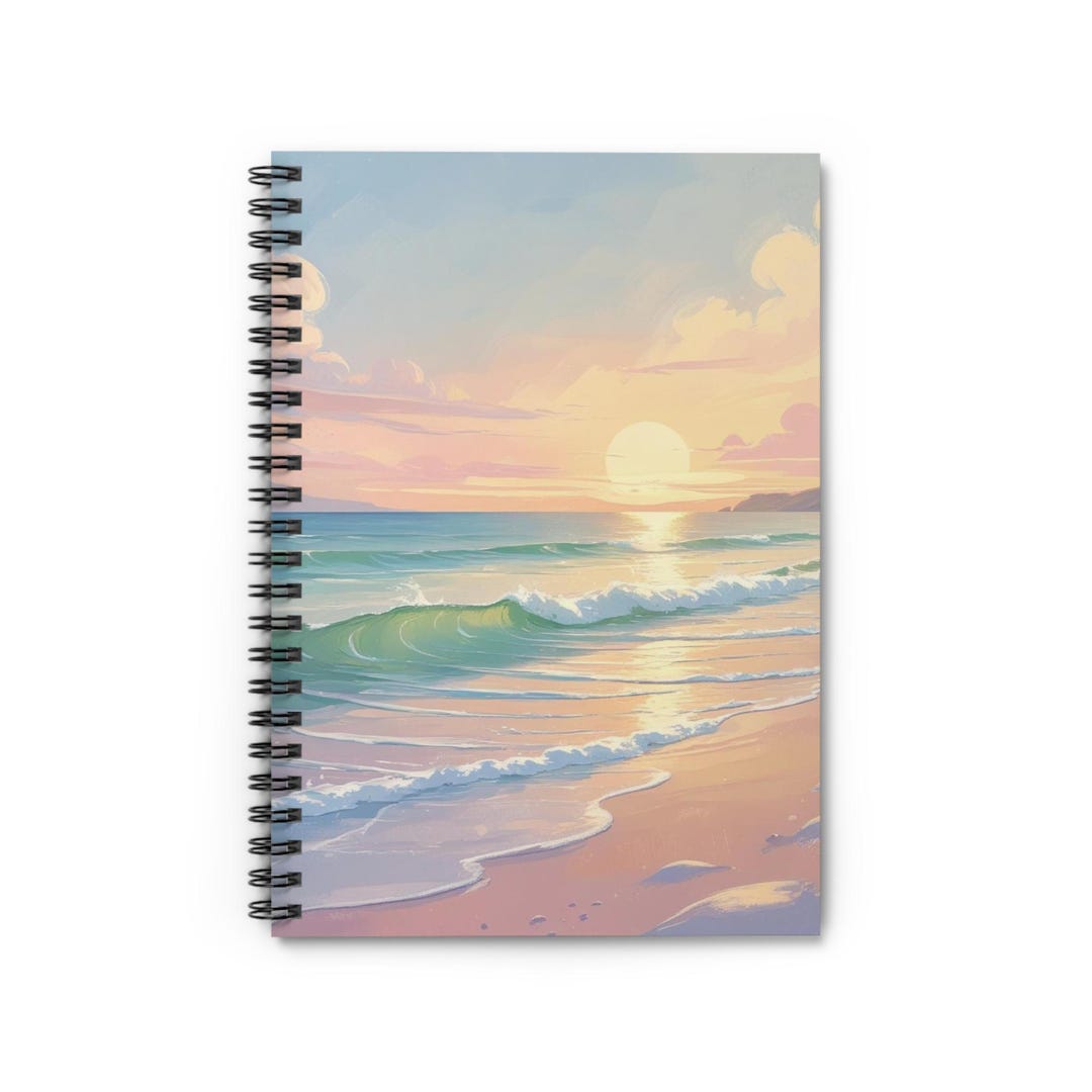 Sunset Beach Waves Spiral Notebook | Ruled Journal - Etsy