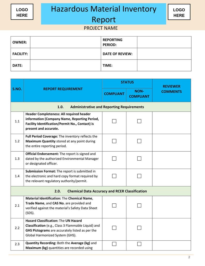 Chemical and HAZMAT Management HSE Reports Bundle | Hazardous Material ...