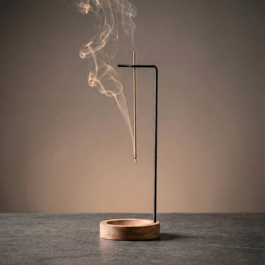 Minimalist Incense Holder | Wooden Base & Black Iron Frame | Modern ...