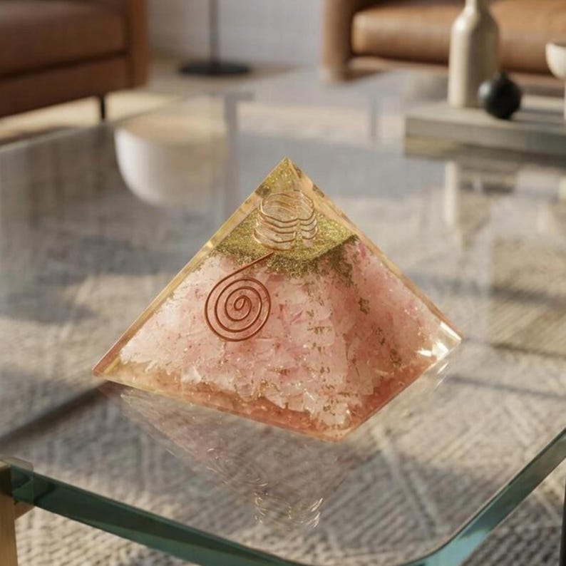 Buy Rose Quartz Crystal Pyramid Handmade Orgone Energy Generator Love ...