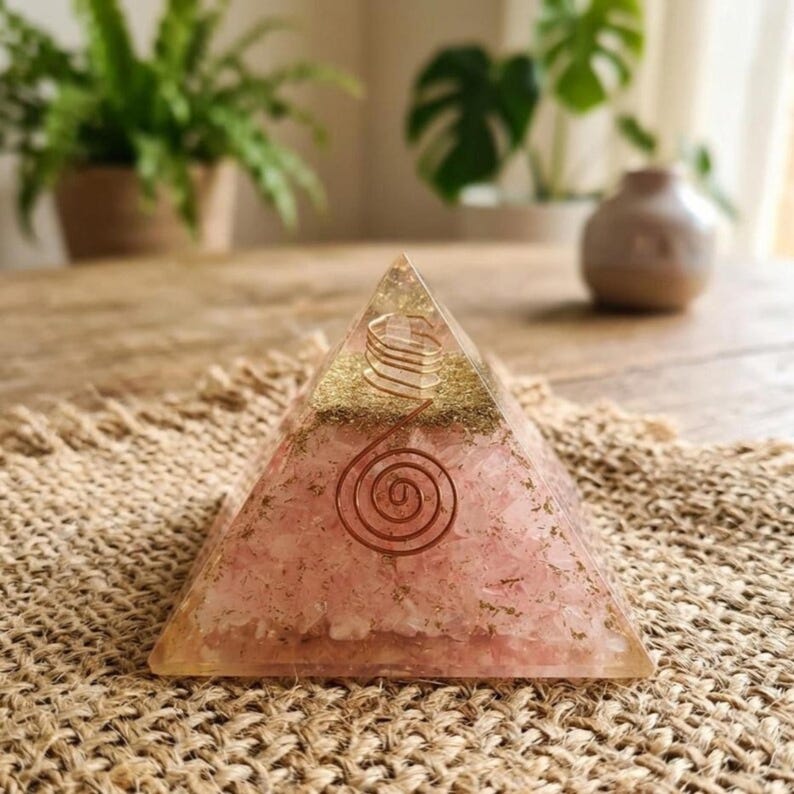 Buy Rose Quartz Crystal Pyramid Handmade Orgone Energy Generator Love ...