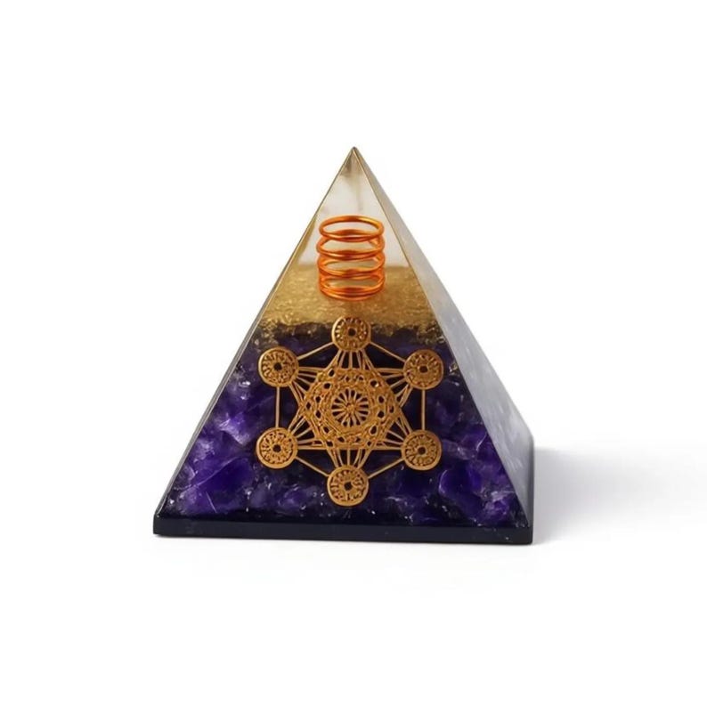 Amethyst Orgonite Pyramid, Metatron’s Cube, Crown Chakra, EMF Shielding ...