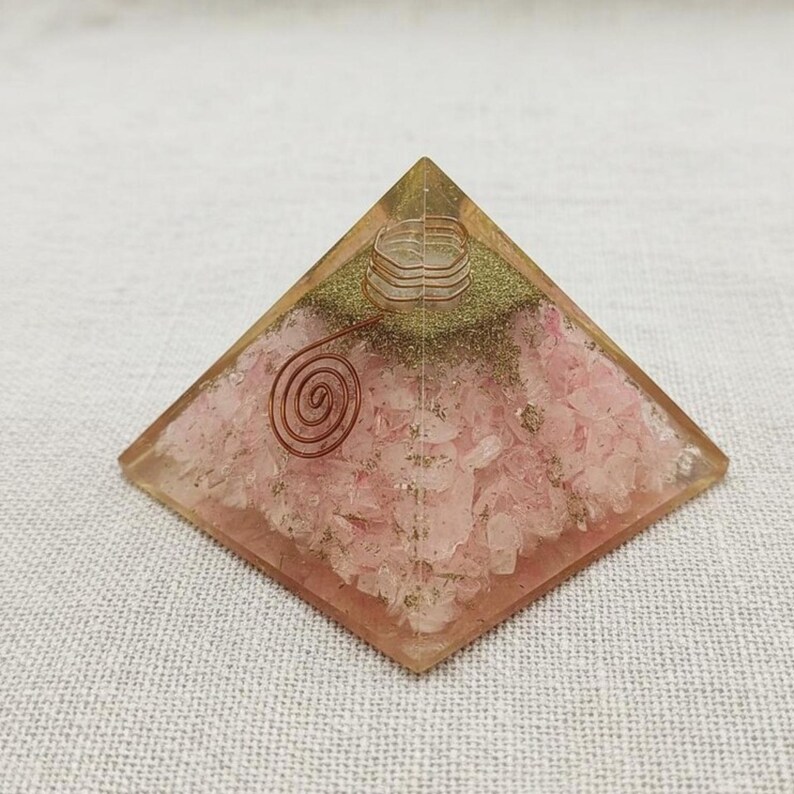 Buy Rose Quartz Crystal Pyramid Handmade Orgone Energy Generator Love ...