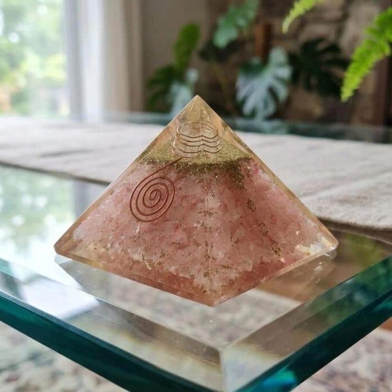 Buy Rose Quartz Crystal Pyramid Handmade Orgone Energy Generator Love ...