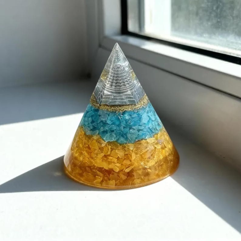 Buy Handmade Orgonite Cone Pyramid Citrine Apatite Crystal Abundance ...
