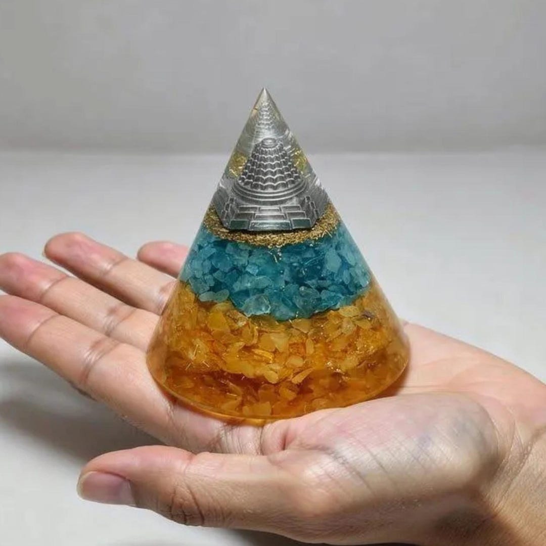 Buy Handmade Orgonite Cone Pyramid Citrine Apatite Crystal Abundance ...