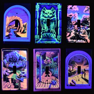 Blacklight Light Switch Cover UV Trippy Psychedelic Cool Surreal Pot ...