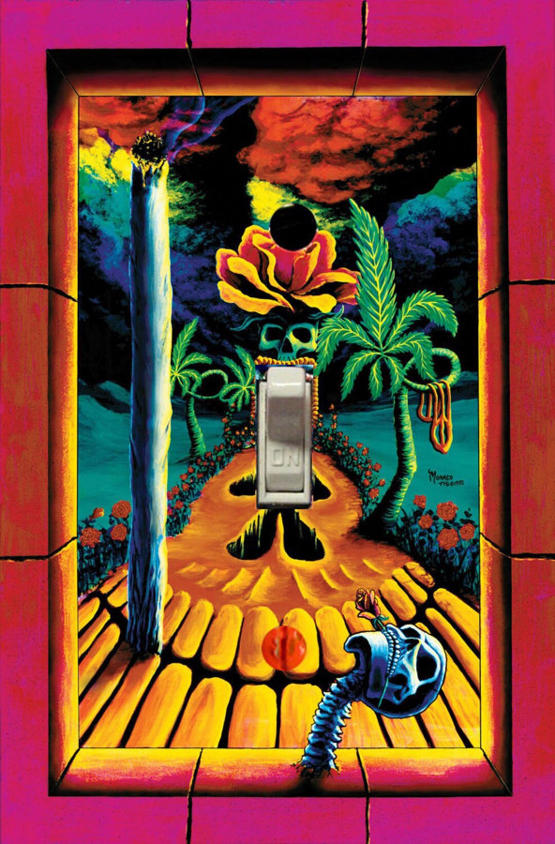 Blacklight Light Switch Cover UV Trippy Psychedelic Cool Surreal Pot ...